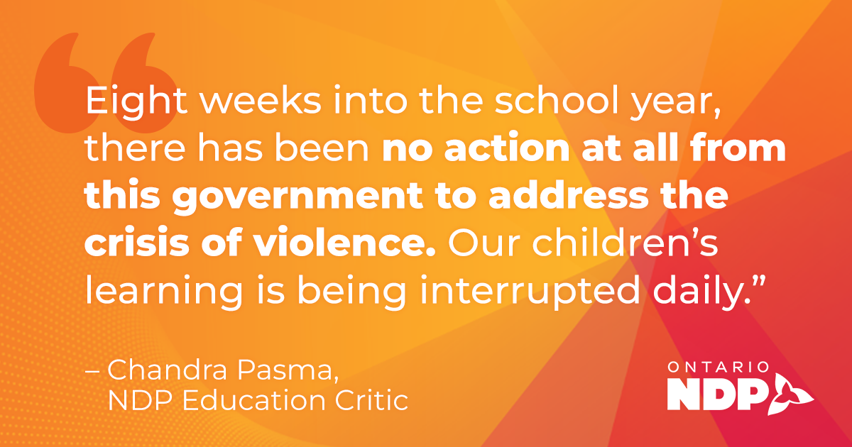 NDP Tables Motion Calling for Emergency Plan to End School Violence ...